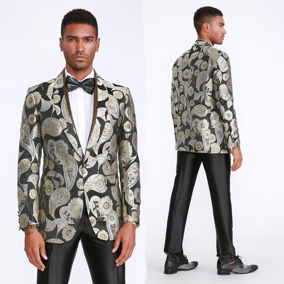 Empire™ | Suits & Blazers | Empire Mens Paisley Floral Black Jacket W ...